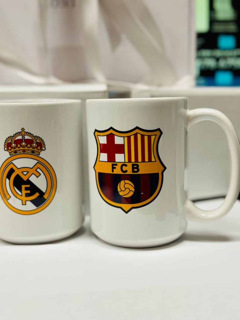 Exclusive 15 Oz Ceramic Soccer Mug for Real Madrid and FC Barcelona ...