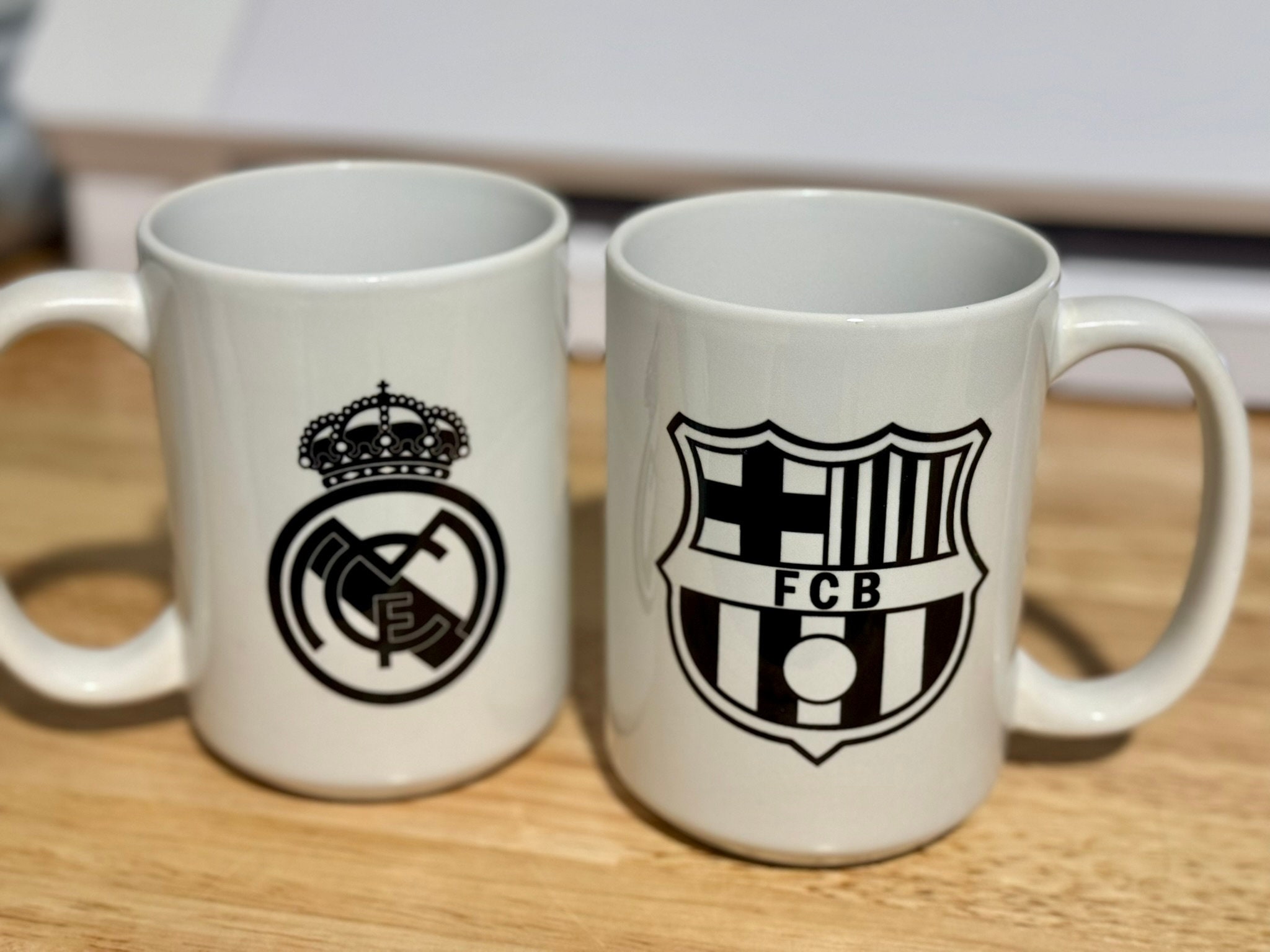 Exclusive Black Logo 15 Oz Ceramic Soccer Mug for Real Madrid and FC ...