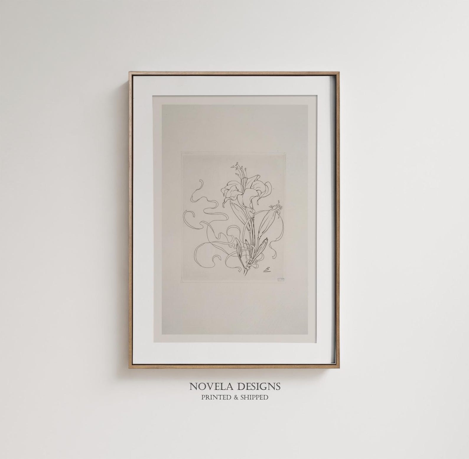 Set of Four Flower Drawing Posters Antique Country Home Wall Art Print ...
