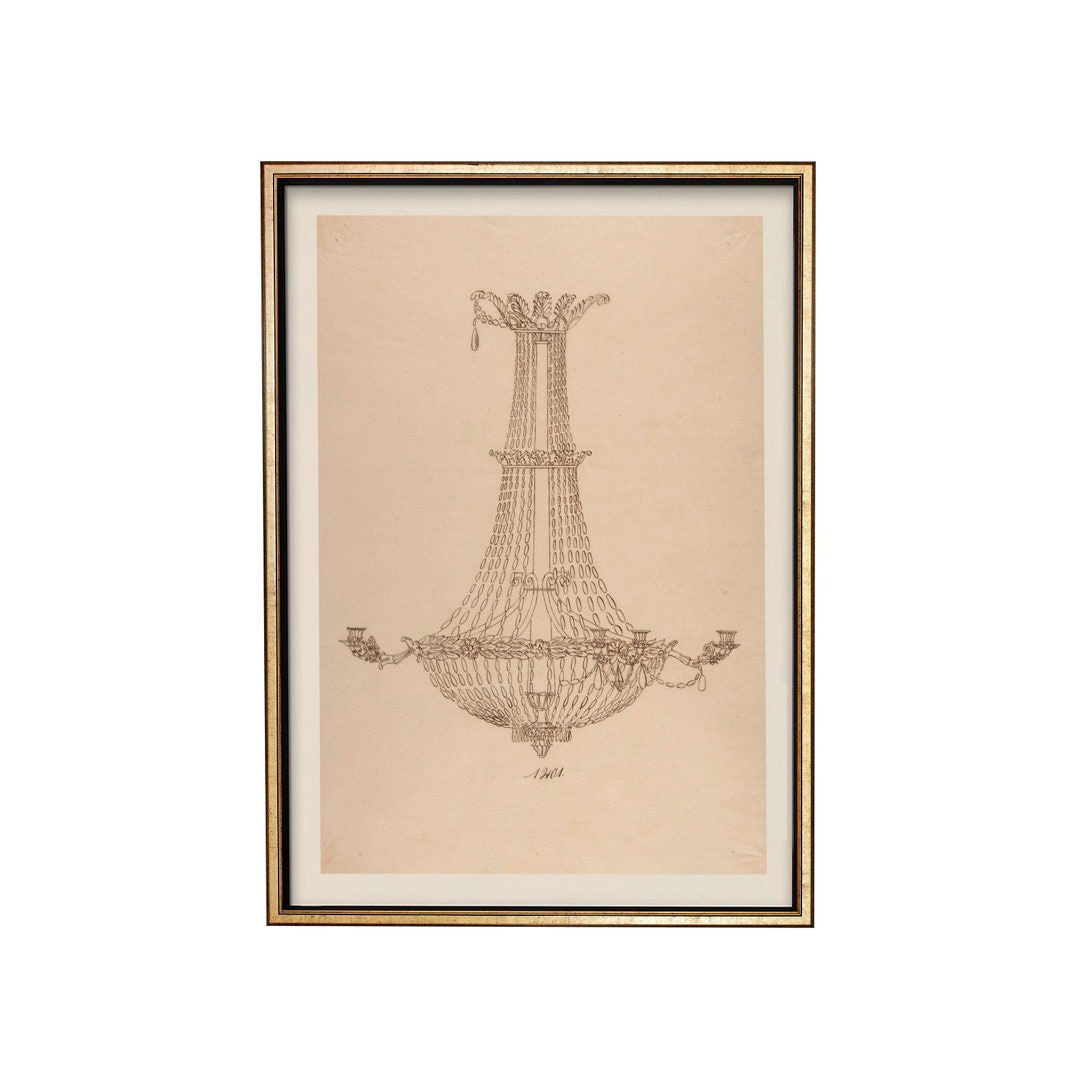 Antique Chandelier Design Poster Vintage Light Fitting Wall - Etsy