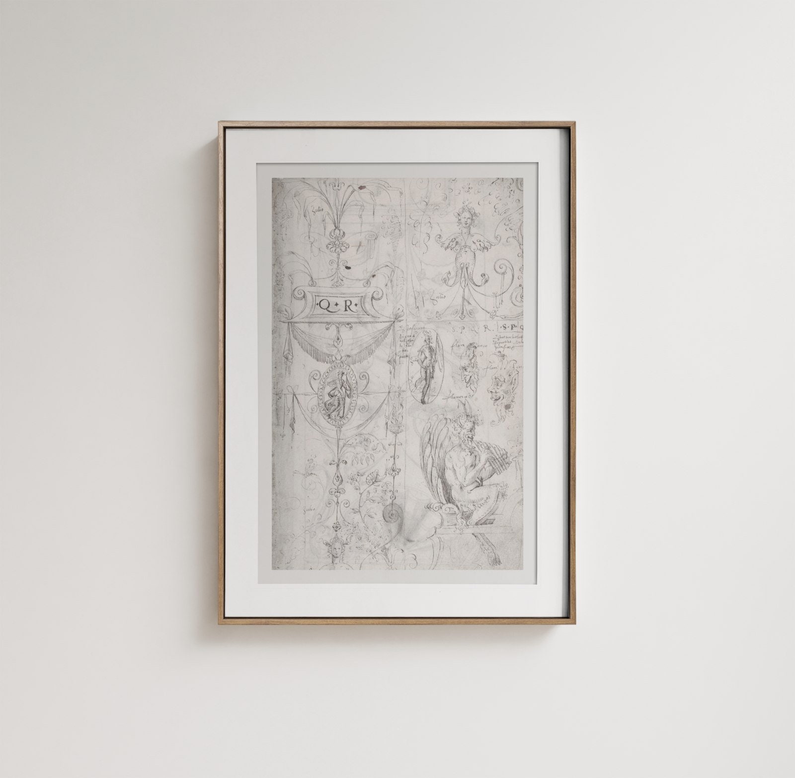 Antique Pilaster Ornament Design Poster Italian Architecture Sketch ...