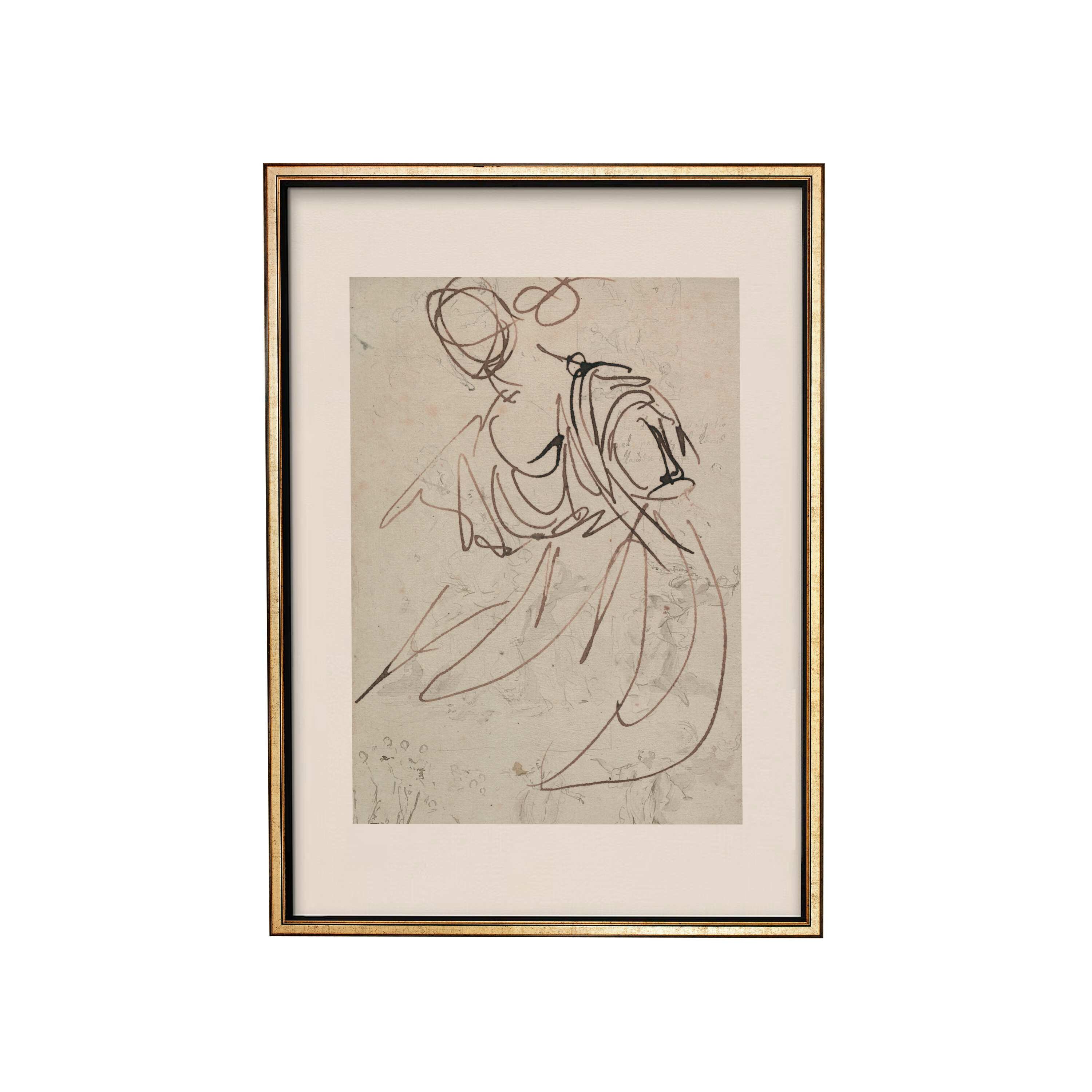 Antique Female Form Drawing Dancing Woman Wall Art Print - Etsy