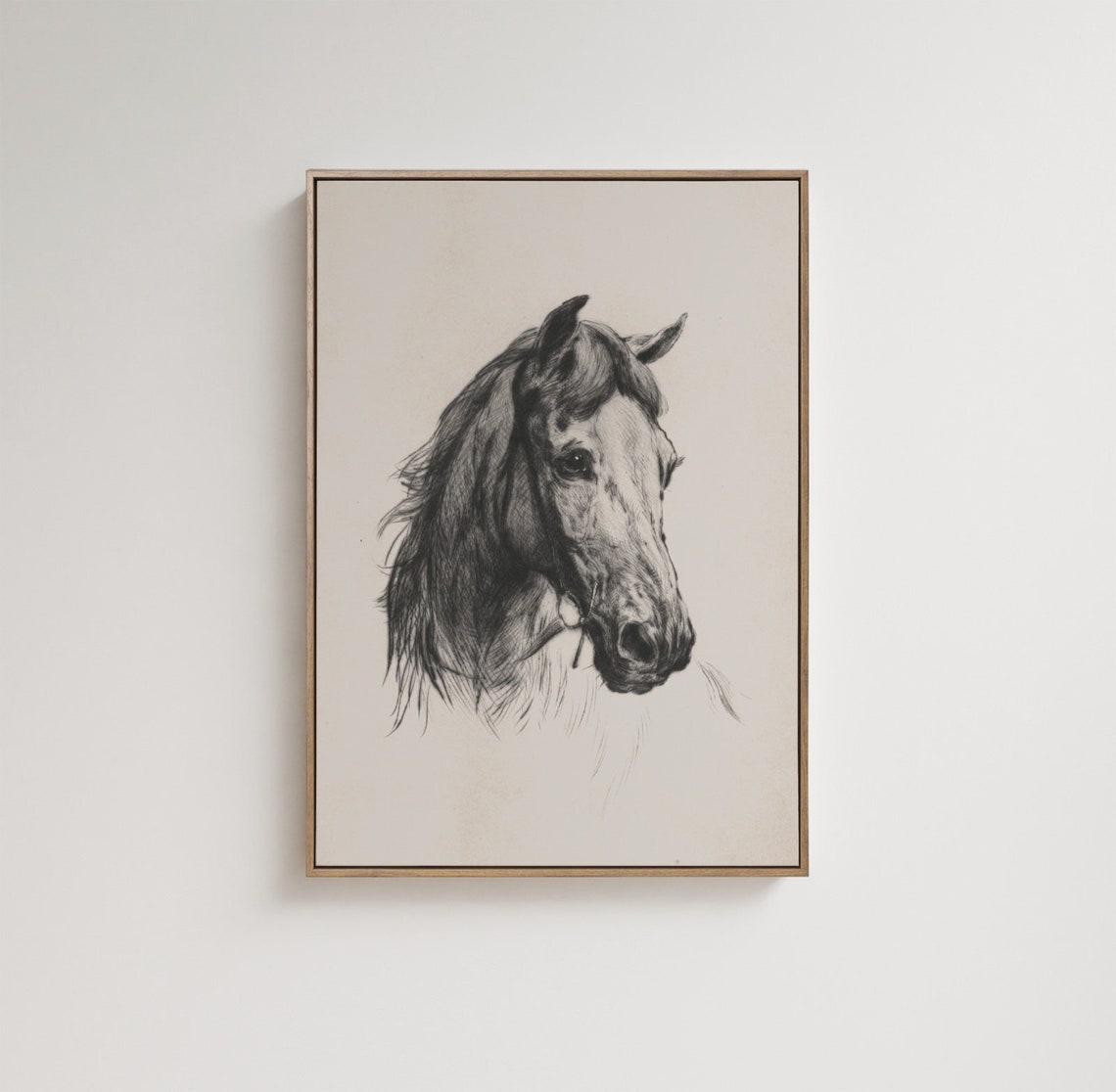Antique Horse Head Drawing Poster Mare Pencil Sketch Wall Art Farm ...