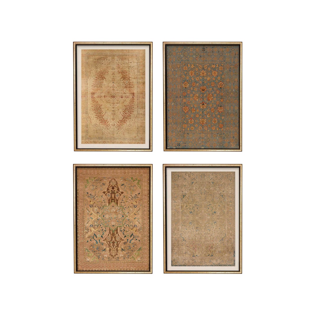 Set of Four Textile Design Posters Vintage Natural Carpet - Etsy