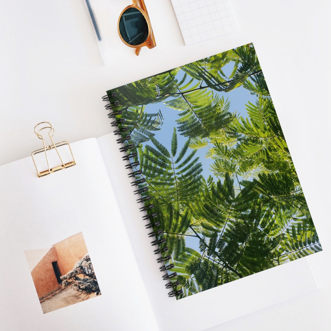 Spiral Notebook Garden Themed Green Foliage Blue Sky Relaxing Zen ...