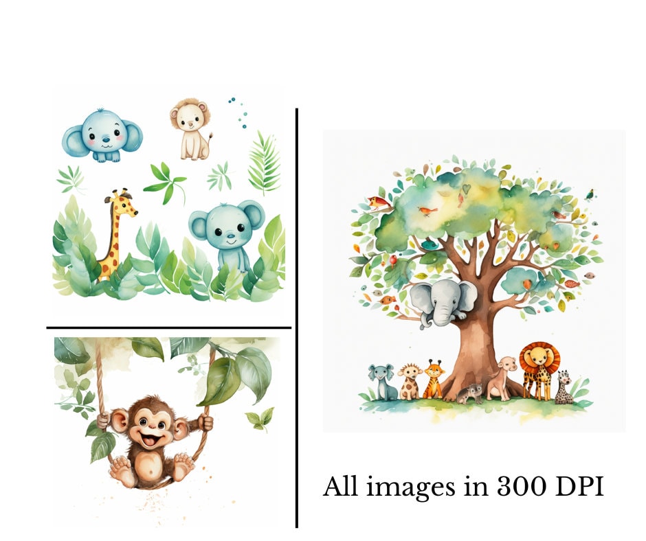 Baby Safari Animals Clipart, Baby Shower Clipart and Boarders ...