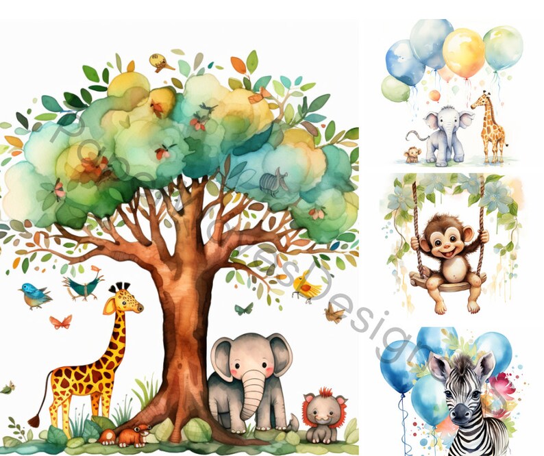 Baby Safari Animals Clipart Baby Shower Clipart and Boarders - Etsy
