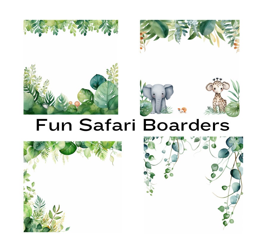 Baby Safari Animals Clipart, Baby Shower Clipart and Boarders ...