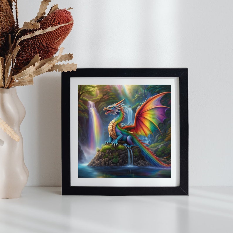 Rainbow Dragon Fantasy Art Digital Art Printable Wall Art Instant Download - Etsy