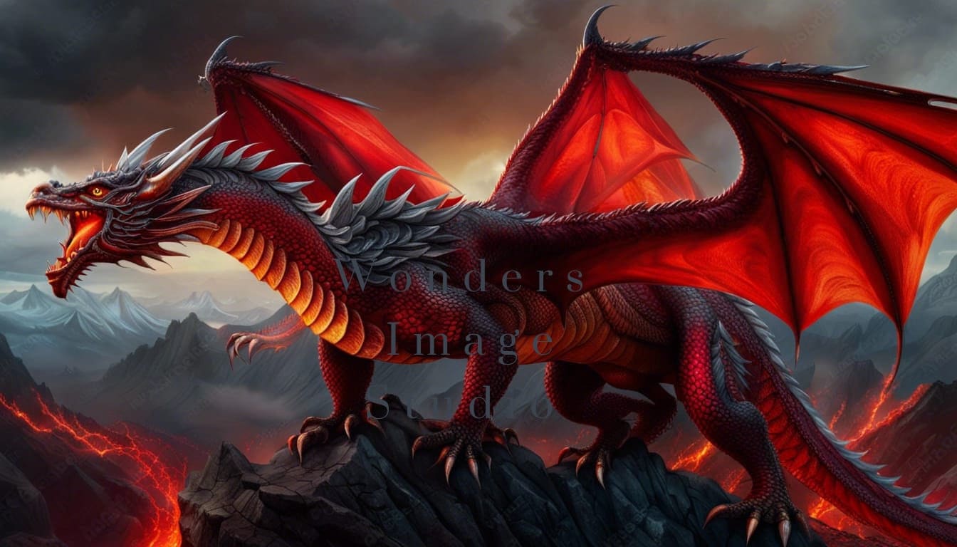 Stunning Red Dragon Widescreen Digital Art Print Instant Download 300 ...