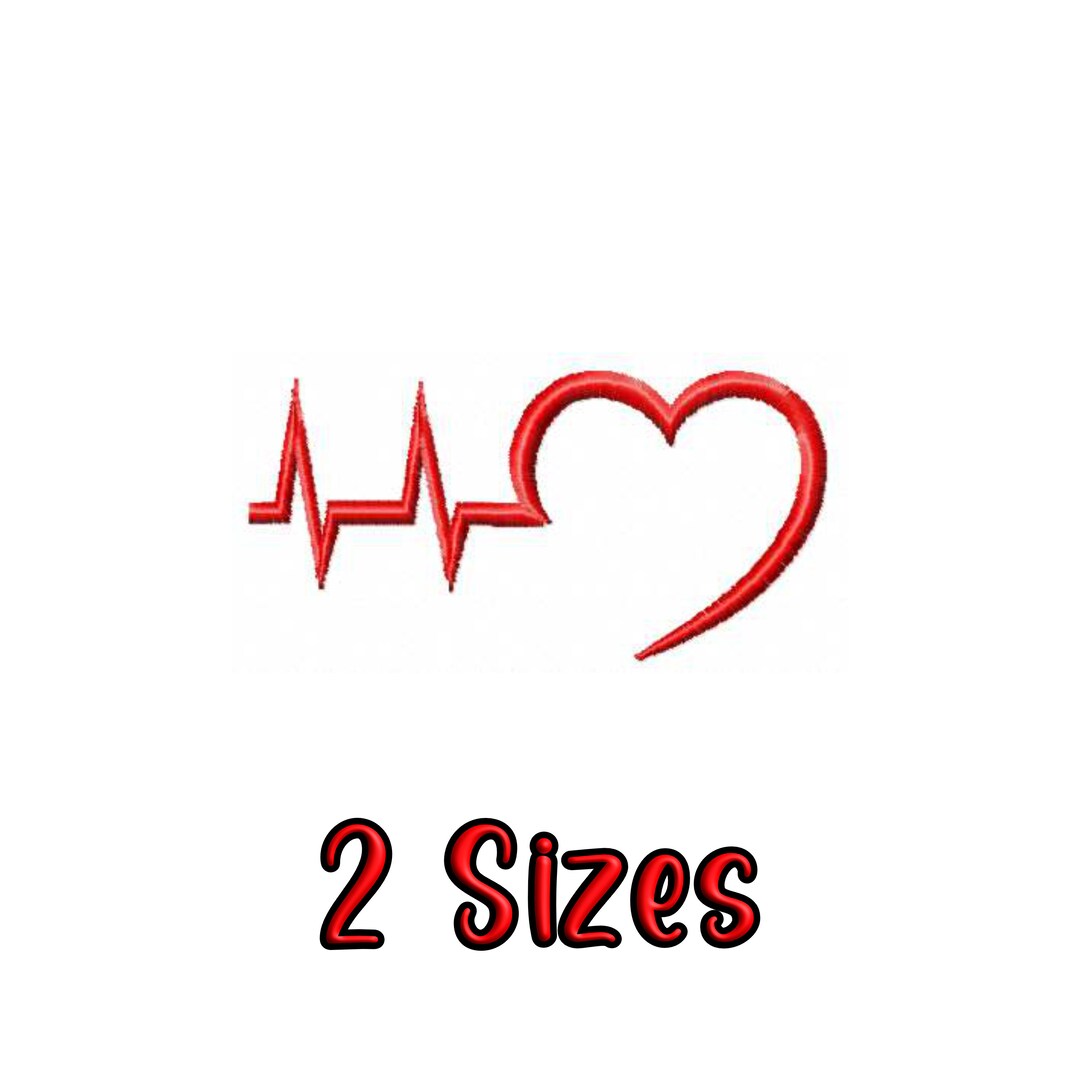 Heartbeat Heart Embroidery Design, Valentines Gift (instant Download ...