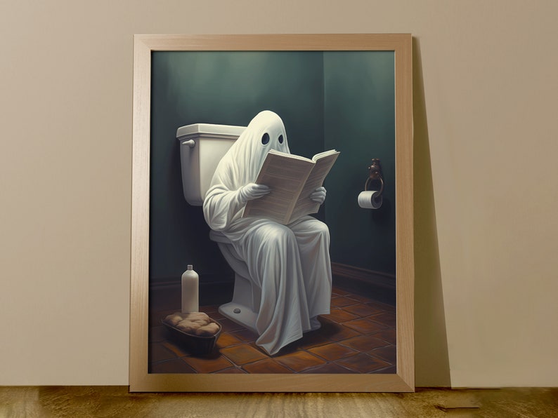 Ghost on Toilet Ghost in Bathroom Print Ghost Digital Print - Etsy