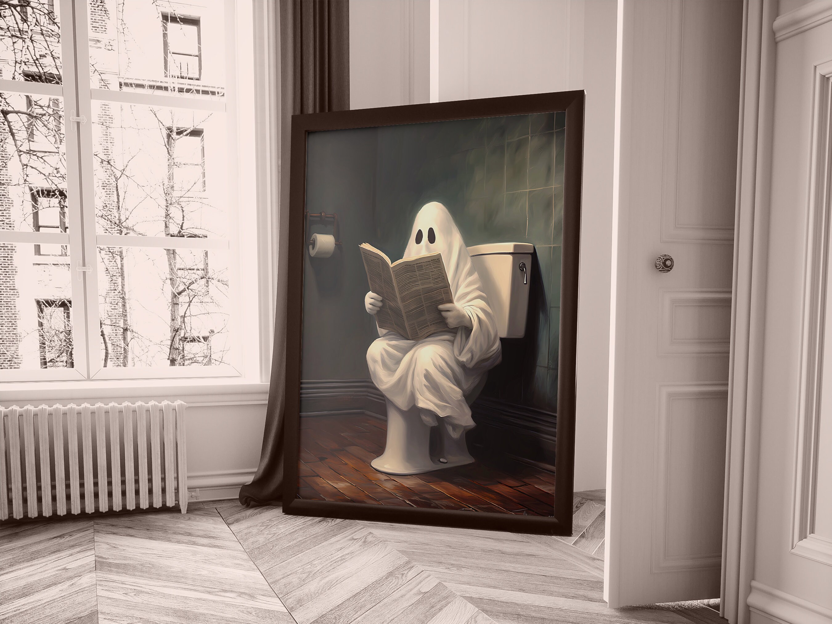 Ghost on Toilet Ghost in Bathroom Print Ghost Digital Print - Etsy