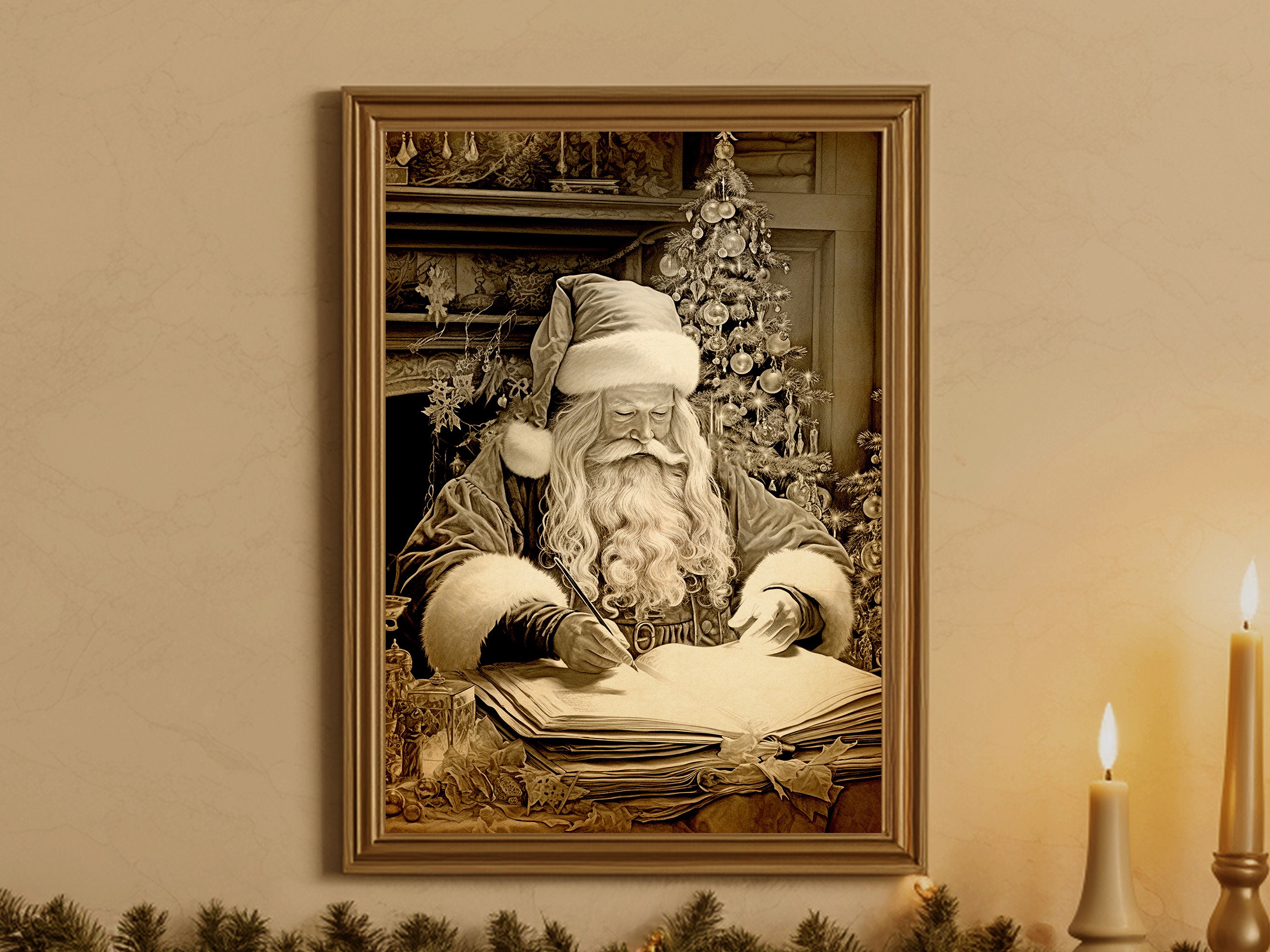 Printable Christmas Wall Art Santa Print Vintage Santa Claus - Etsy