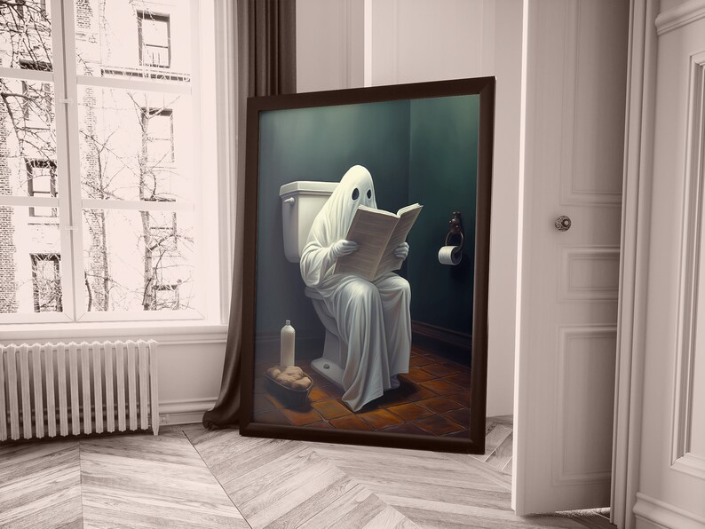 Ghost on Toilet Ghost in Bathroom Print Ghost Digital Print - Etsy