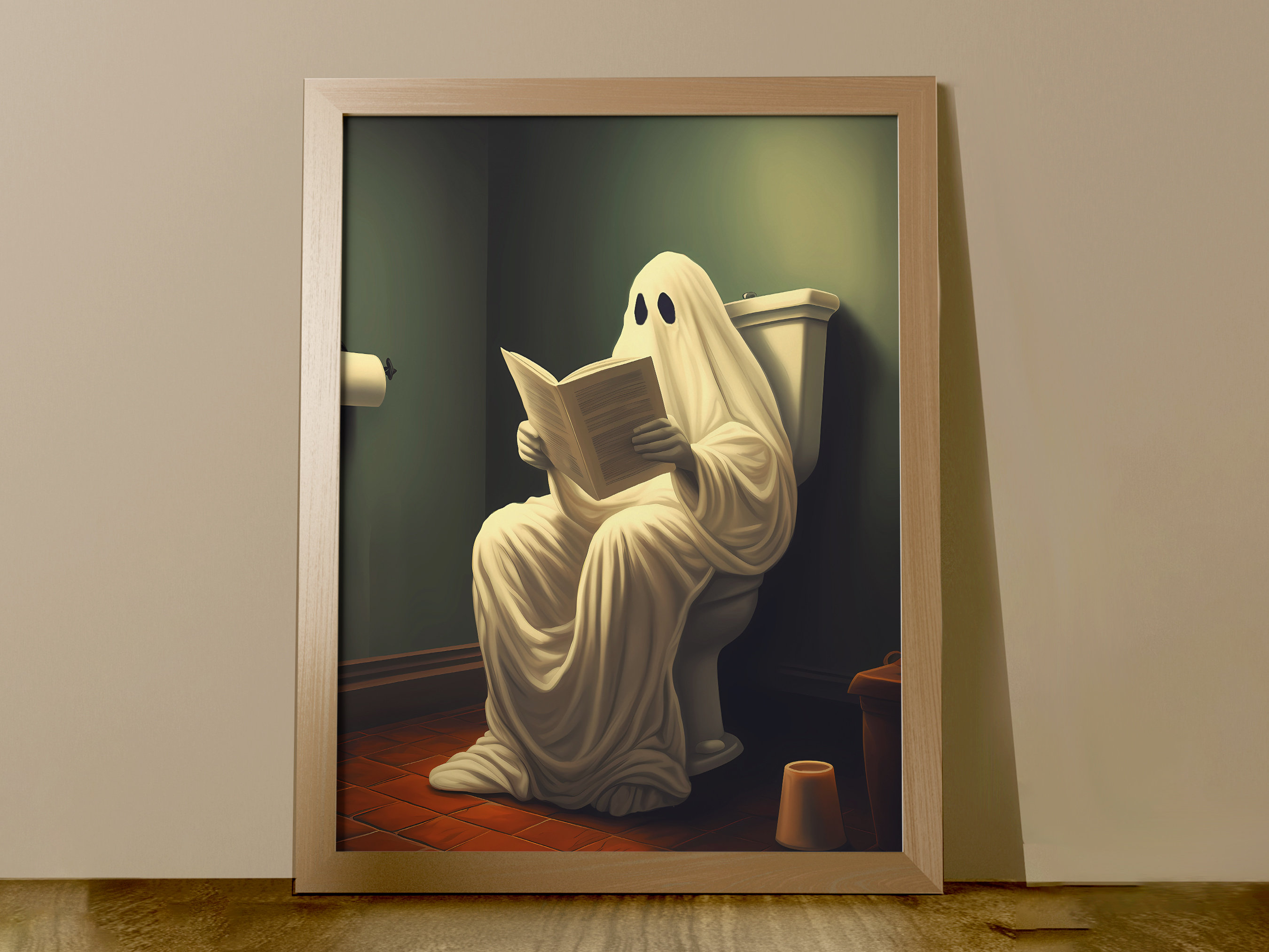 Ghost on Toilet Ghost in Bathroom Print Ghost Digital Print - Etsy