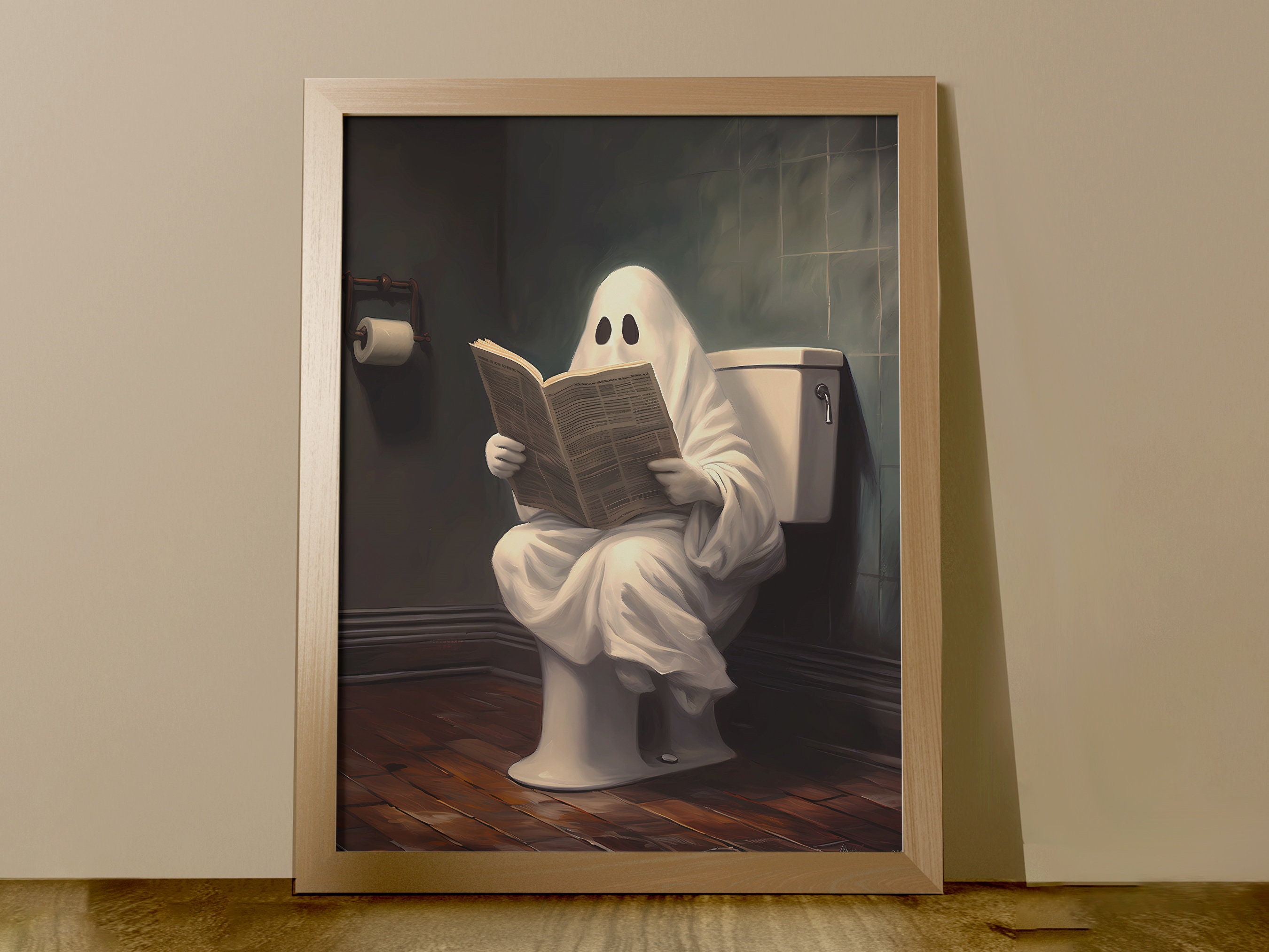 Ghost on Toilet Ghost in Bathroom Print Ghost Digital Print - Etsy