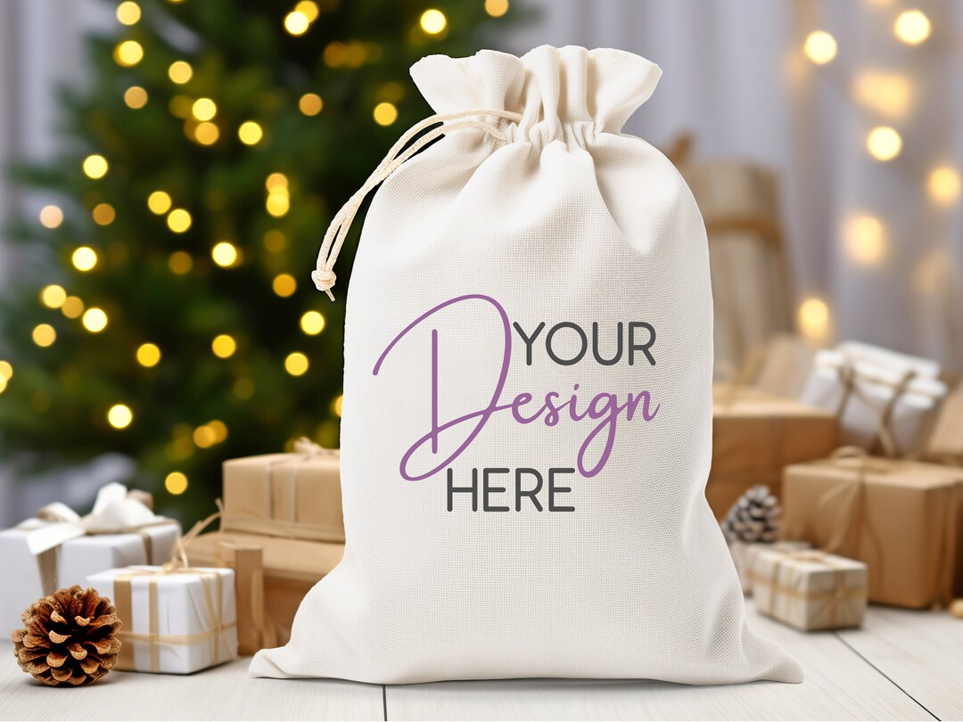 Christmas Sack Mockup, Santa Sack Mock Up, Present Bag Mockup Holiday ...