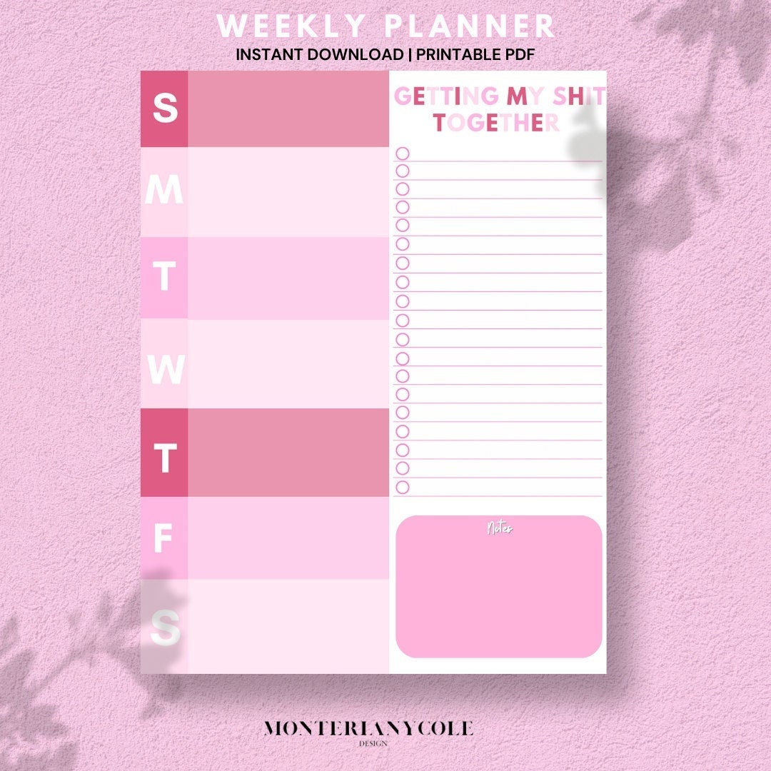 Getting My Shit Together Weekly Planner, Digital Planner, Undated ...