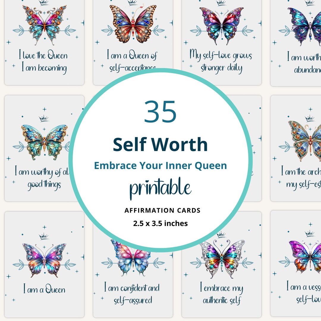 Affirmation Cards Printable: Self Worth Embrace Your Inner - Etsy