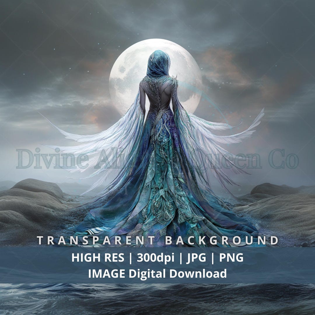 Lunar Angel Goddess Art Print: Pisces Full Moon, Divine Feminine ...