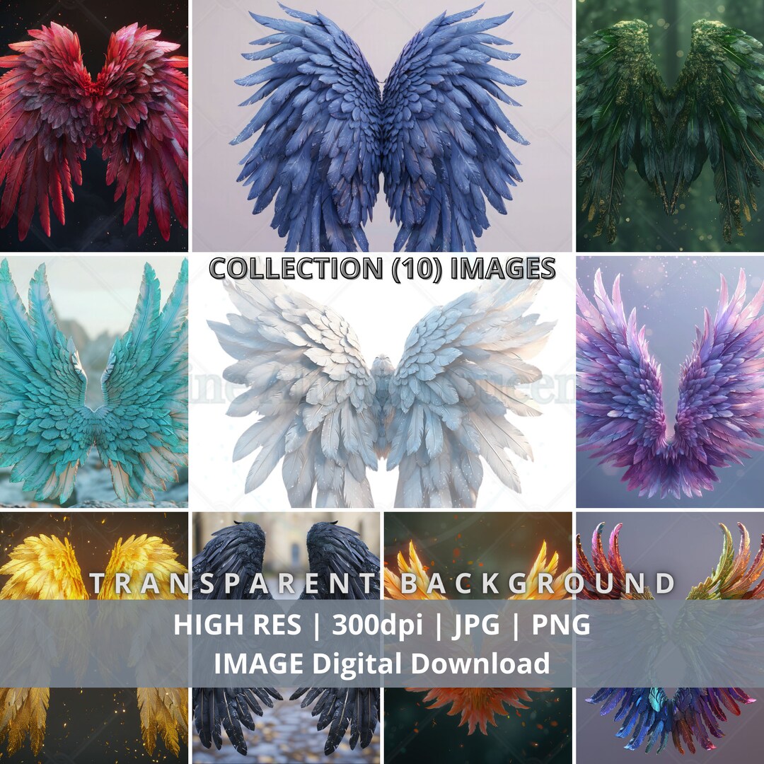 Celestial Angel Wings Collection, 10 Angel Wings, Divine Feminine Art ...