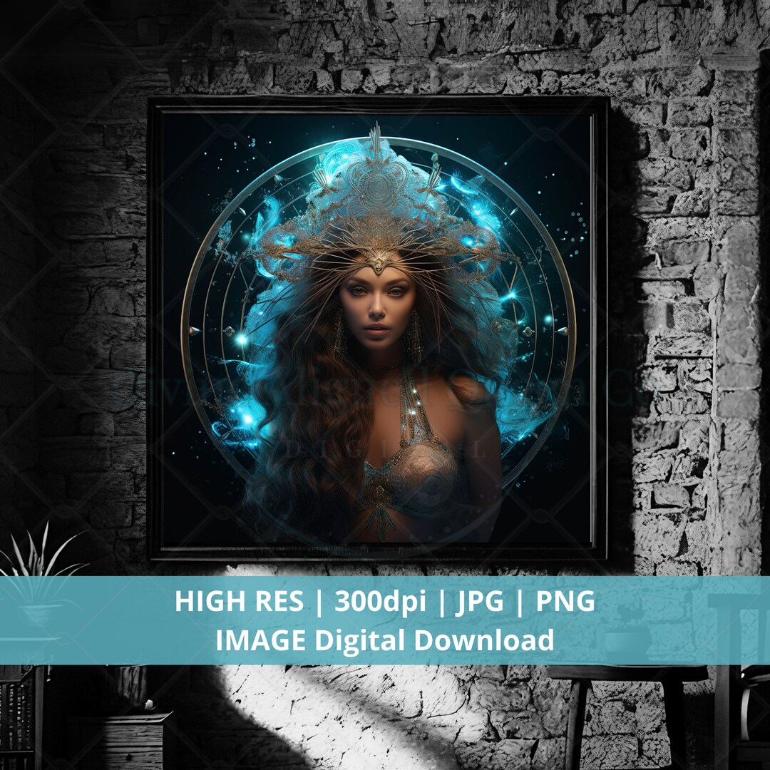 Astro Pisces Goddess, Divine Feminine Art, PNG JPG Digital Image, Home ...