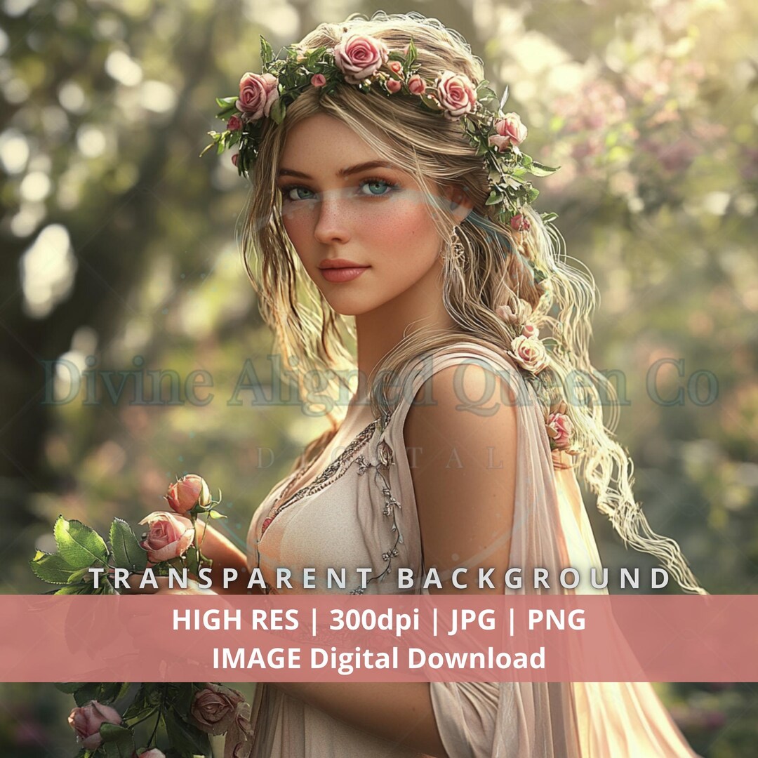 Divine Aurelia Rose Goddess Art: Digital PNG/JPG for Wall Decor, Crafts ...