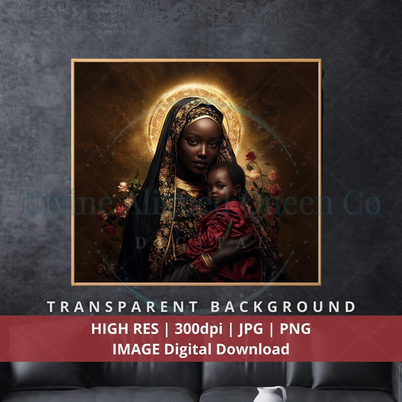 Black Madonna and Baby Jesus Portrait: Divine Feminine Digital Art ...