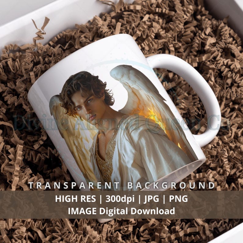 Archangel Gabriel Art: Divine Male Portrait, Sacred Illustration (PNG ...