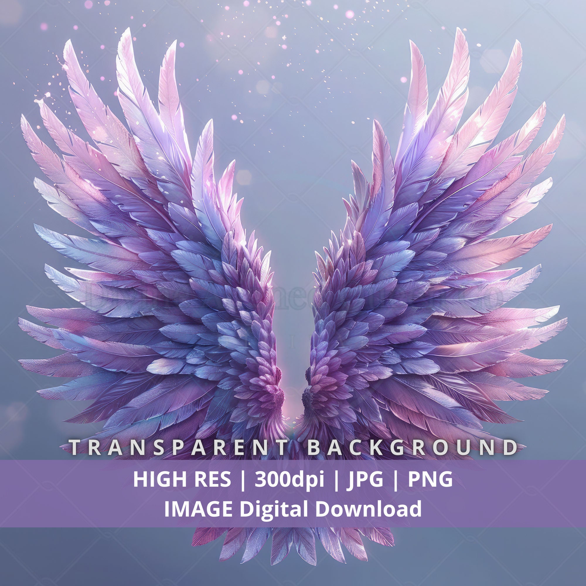 Celestial Angel Wings Purple, Violet Crown Chakra, Divine Feminine Art ...