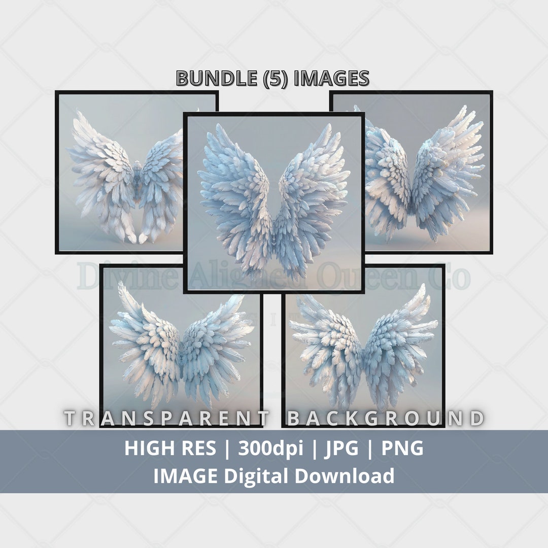 Celestial Angel Wings Bundle, White Light, Divine Feminine Art, PNG JPG ...