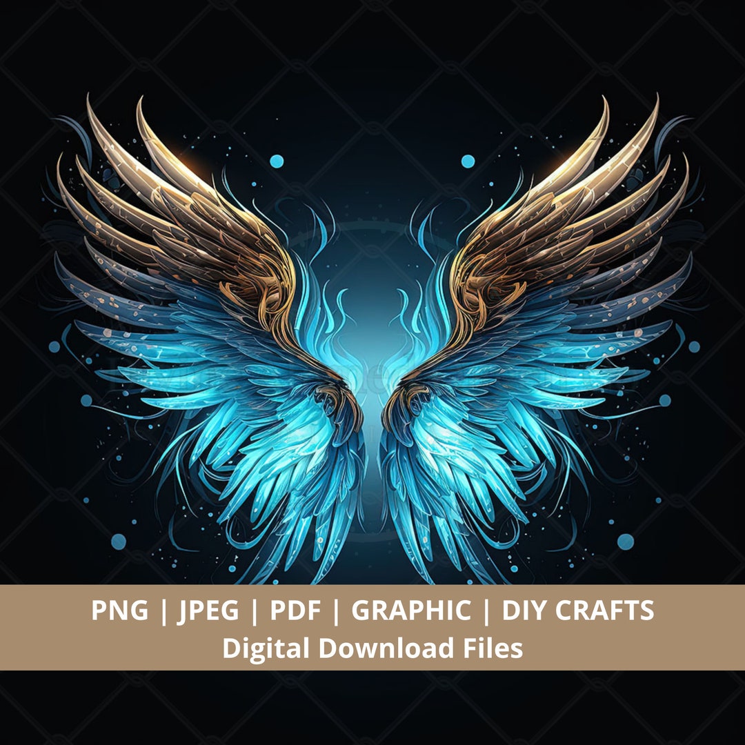 Celestial Angel Wings, Sapphire Light – Digital PNG, JPEG, Instant ...