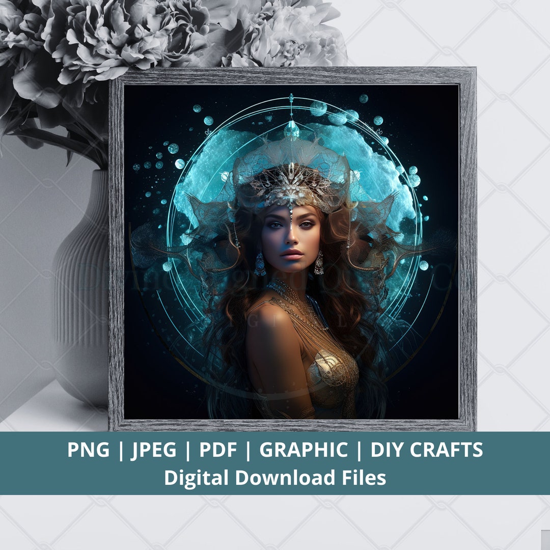 Pisces Season Goddess Image Bundle Zodiac Sign Graphics, Astrology ...