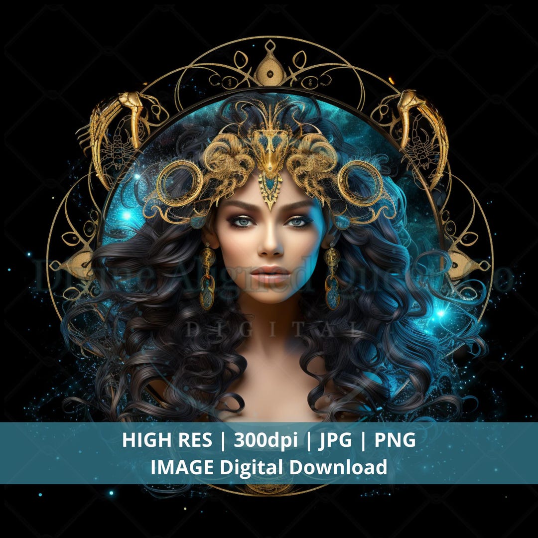 Celestial Scorpio Goddess Digital Art: Divine Feminine Zodiac Wall ...