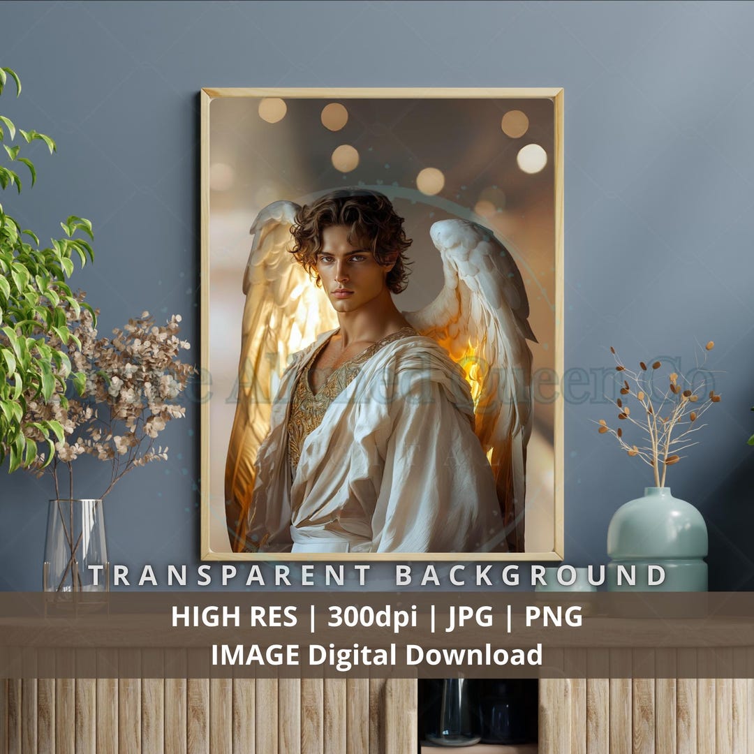 Archangel Gabriel Art: Divine Male Portrait, Sacred Illustration (PNG ...