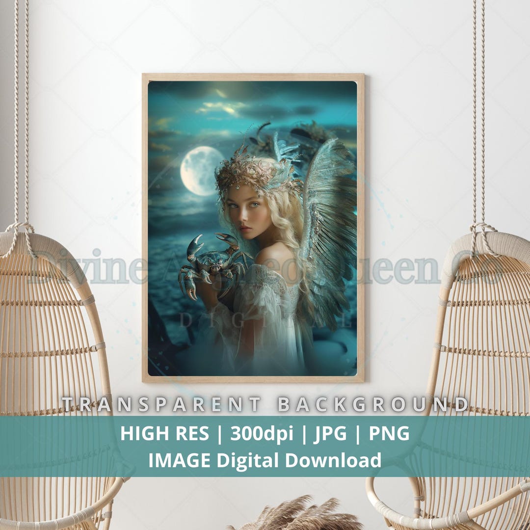 Zodiac Cancer Angel: Celestial Stock Art for DIY Astrology Projects - Etsy