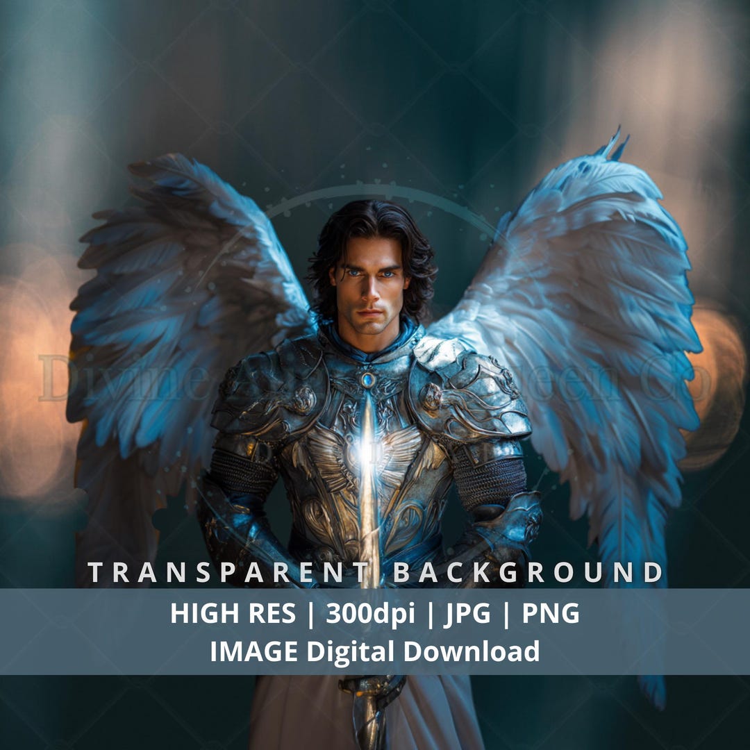 Archangel Michael Portrait: Divine Spiritual Art (PNG JPG Digital Image ...