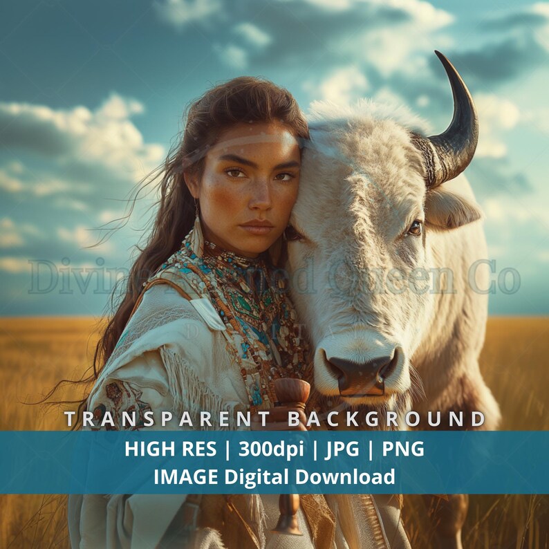 White Buffalo Calf Woman-2, Divine Feminine Portrait, Indigenous Art ...