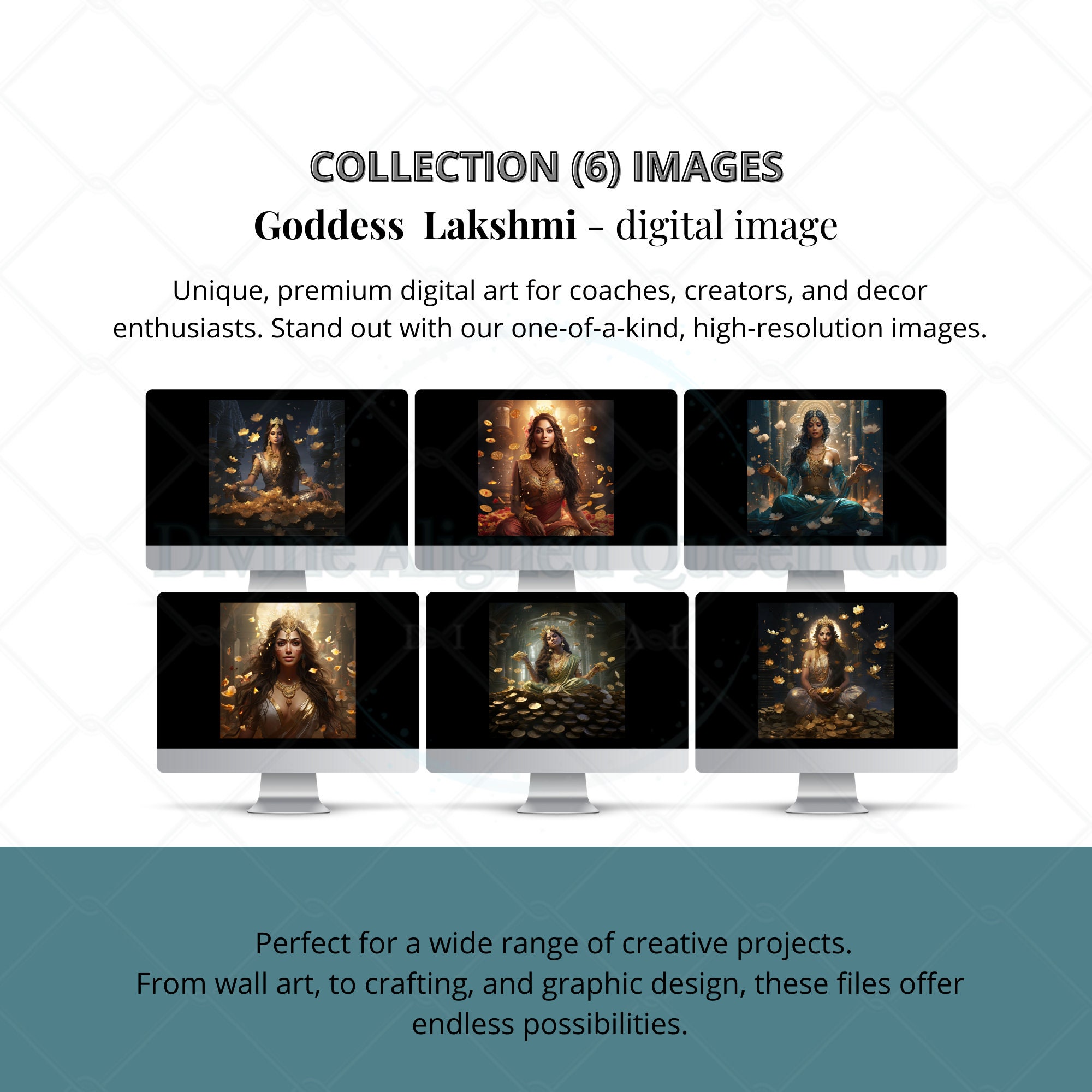Goddess Lakshmi Collection, Divine Feminine Art, PNG JPG Digital Image, Home Wall Art, Graphic ...