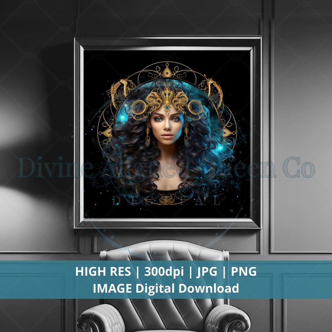 Celestial Scorpio Goddess Digital Art: Divine Feminine Zodiac Wall ...