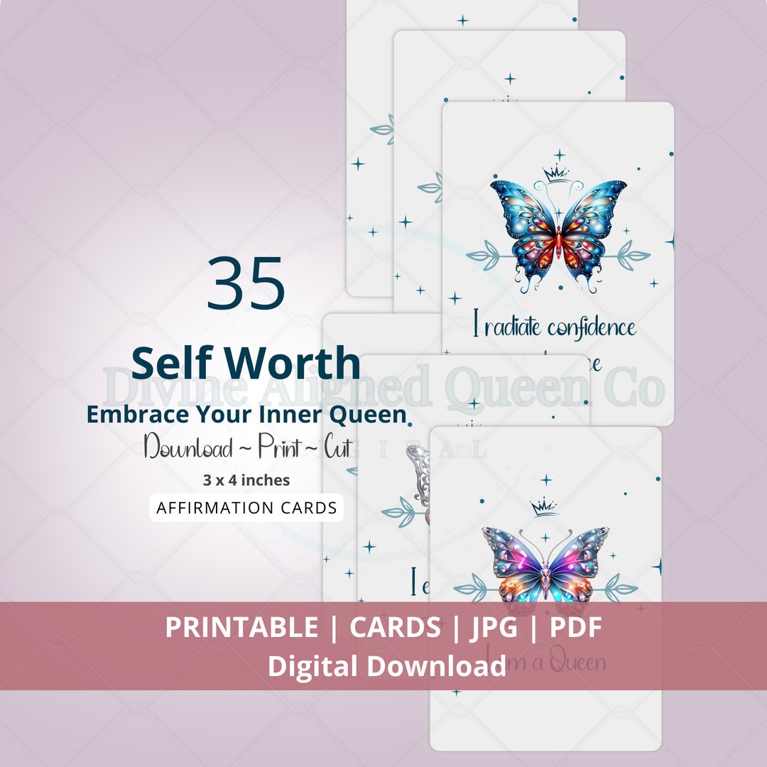 35 Self Worth Affirmations, Oracle Card Deck, Manifestation Cards ...