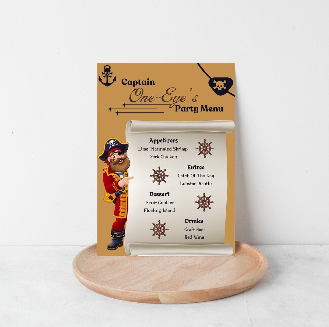 Pirates Theme Thanksgiving Party Menu Card Birthday Party Menu ...
