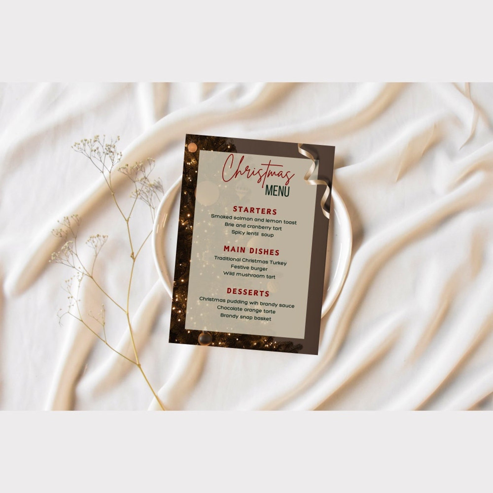 Christmas Holiday Menu Card Menu Card Dinner Menu Lunch Menu Christmas ...