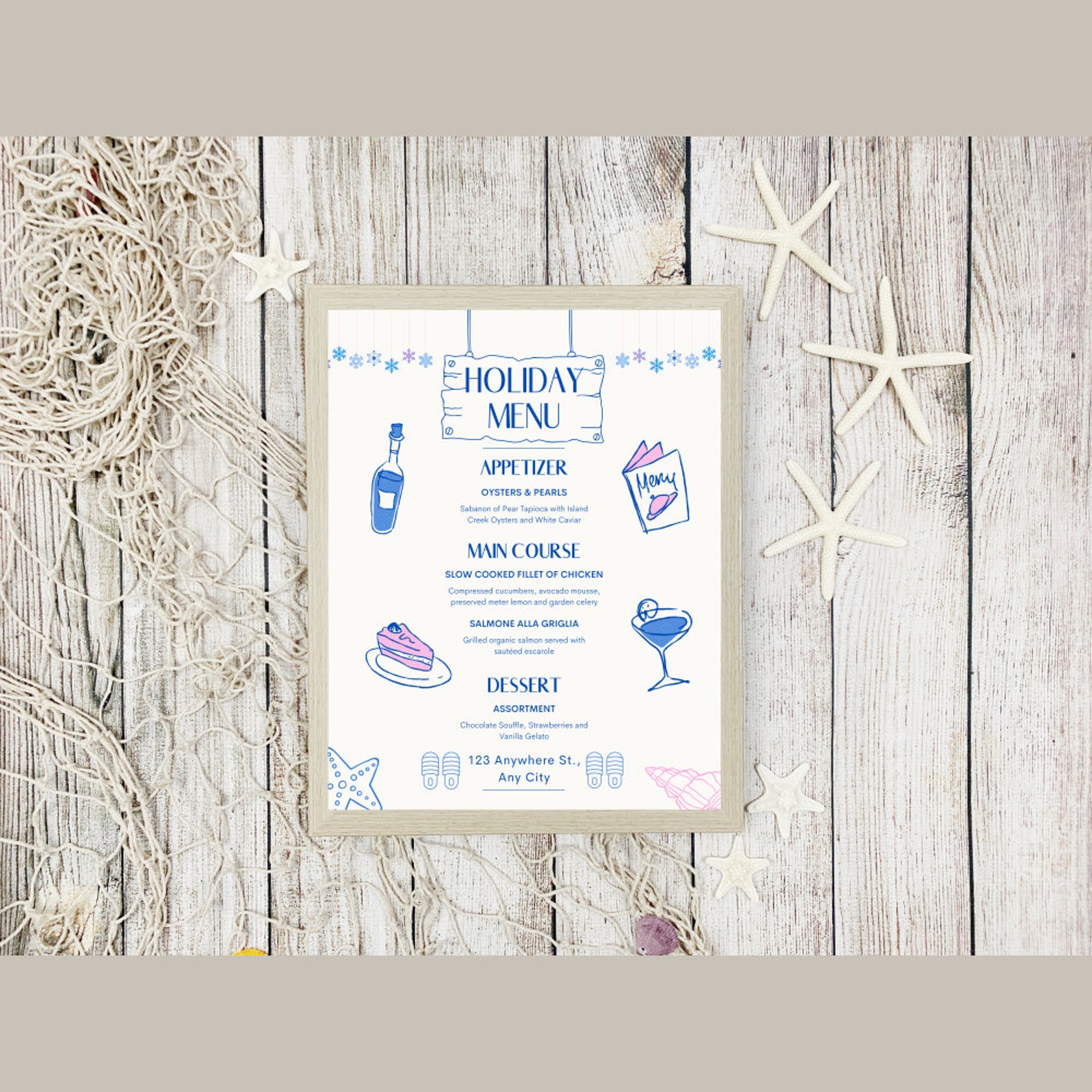 Beach Party Theme Menu Card Dinner Menu Card Lunch Menu Card Beach ...