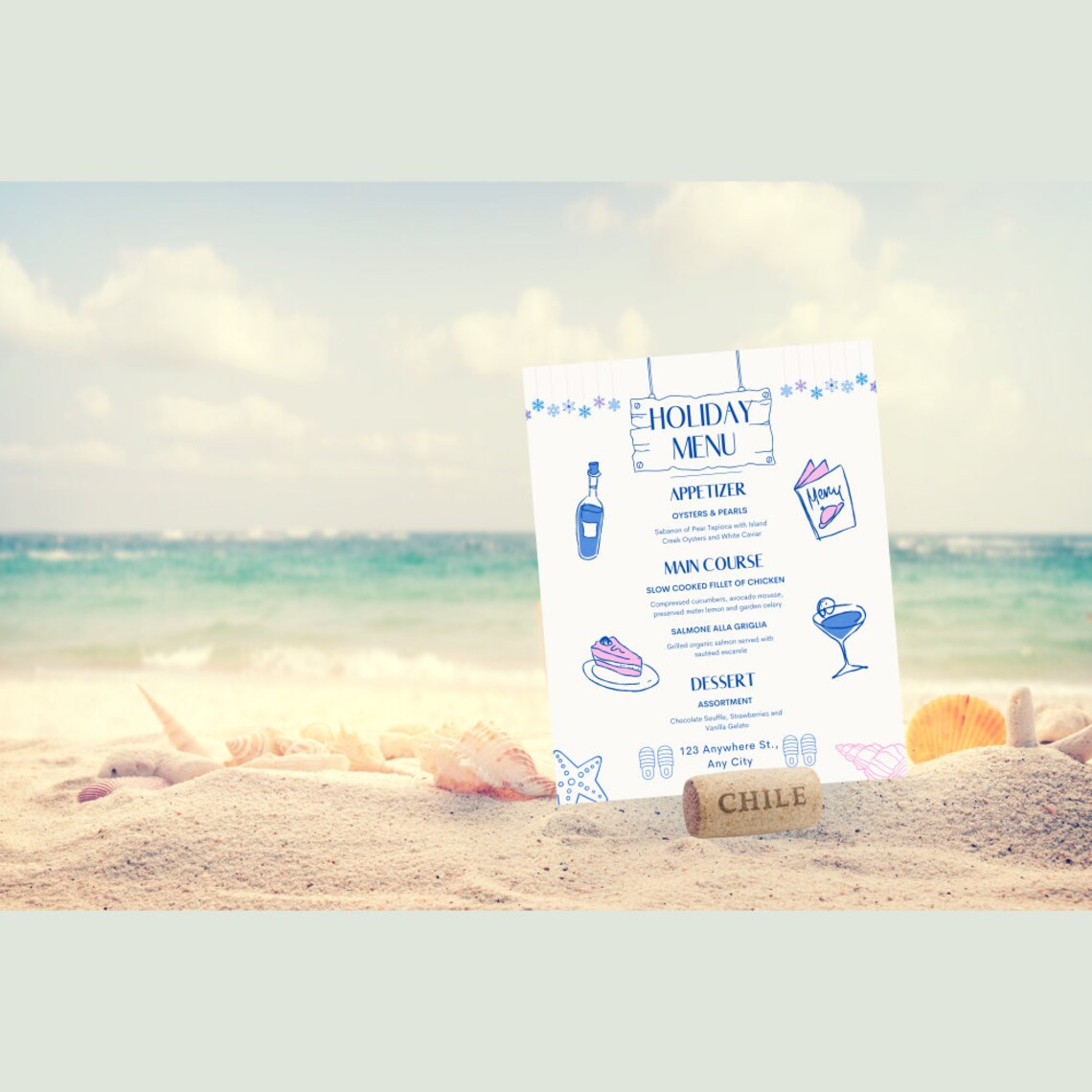 Beach Party Theme Menu Card Dinner Menu Card Lunch Menu Card Beach ...