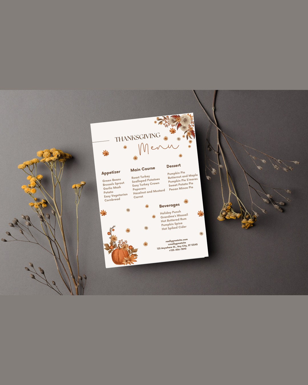 Thanksgiving Menu Card Thanksgiving Party Thanksgiving Dinner Editable ...