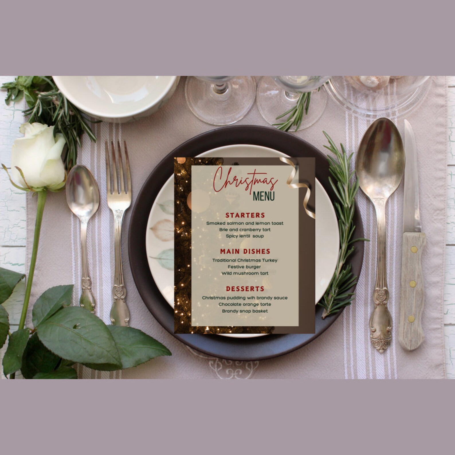 Christmas Holiday Menu Card Menu Card Dinner Menu Lunch Menu Christmas ...