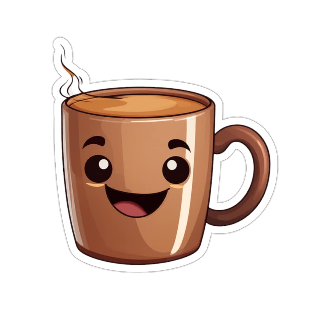 Cute Coffee Mug Sticker, 2" by 2", Stickerkiss-cut Stickers - Etsy