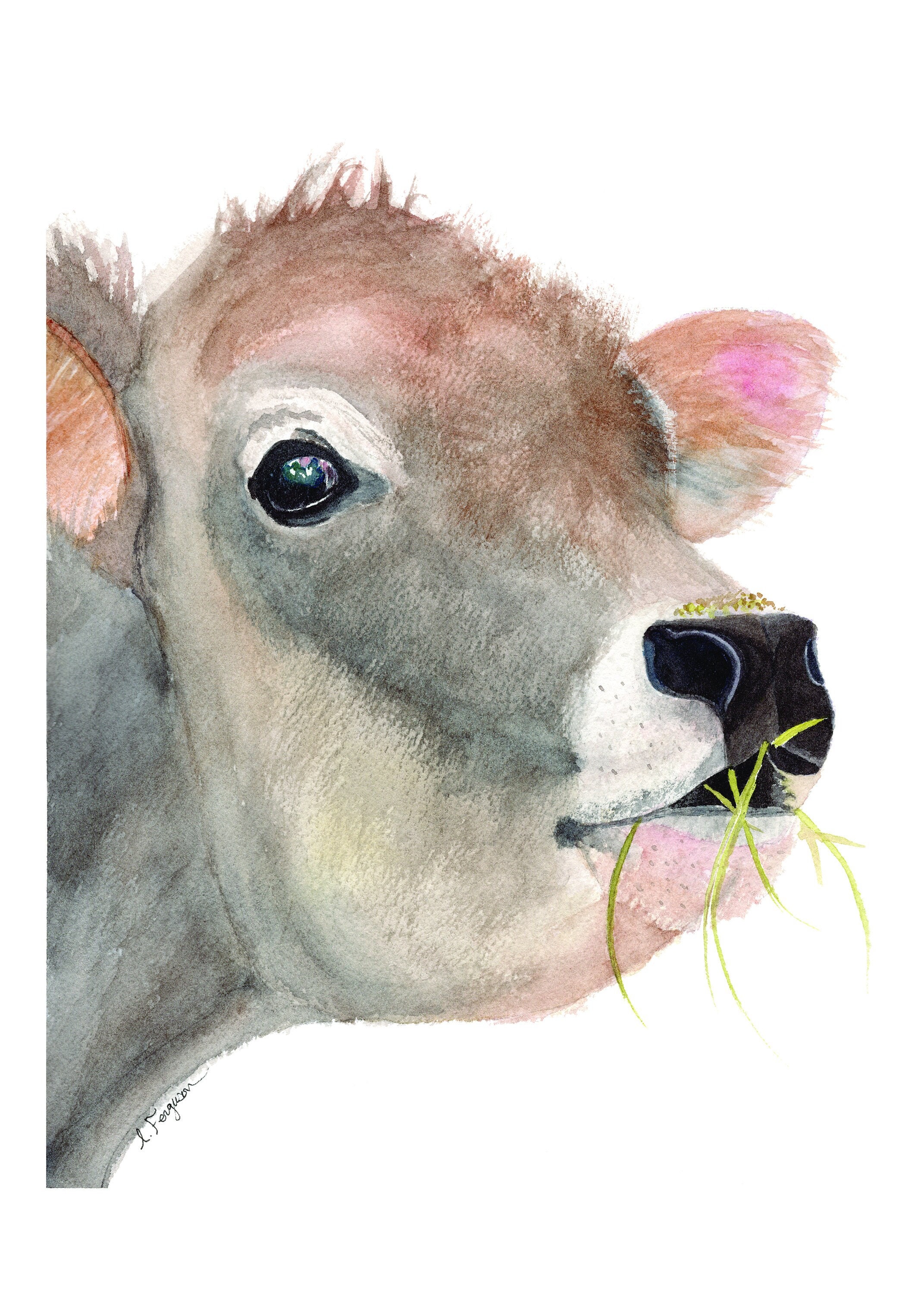 Cow Watercolor PRINT - Etsy